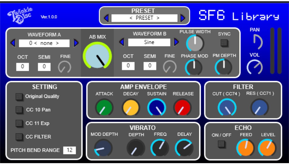 スーパーファミコン(SNES)音源にVA音源を搭載した、twinkledisc (Dios/シグナルP)「SF6 Library VST ...