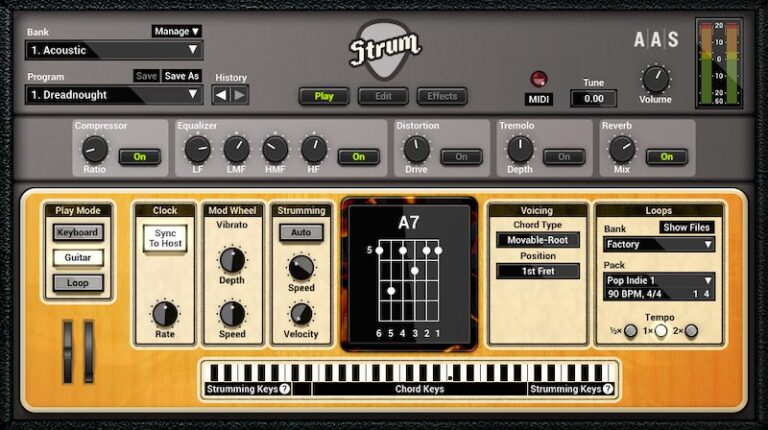 ストローク演奏からアルペジオまで対応する、キーボーディストのためのアコースティック&エレクトリックギター・モデリング、A|A|S「Strum ...